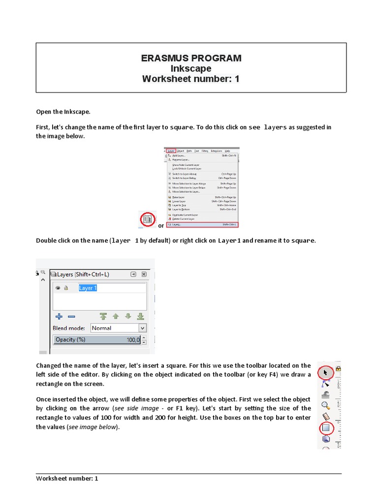Erasmus Program Inkscape Worksheet Number: 1 | PDF | Human–Computer ...