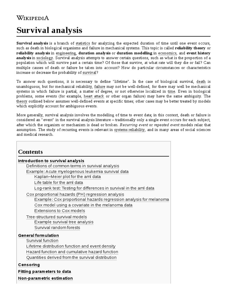 Survival Analysis | PDF | Statistics | Statistical Analysis