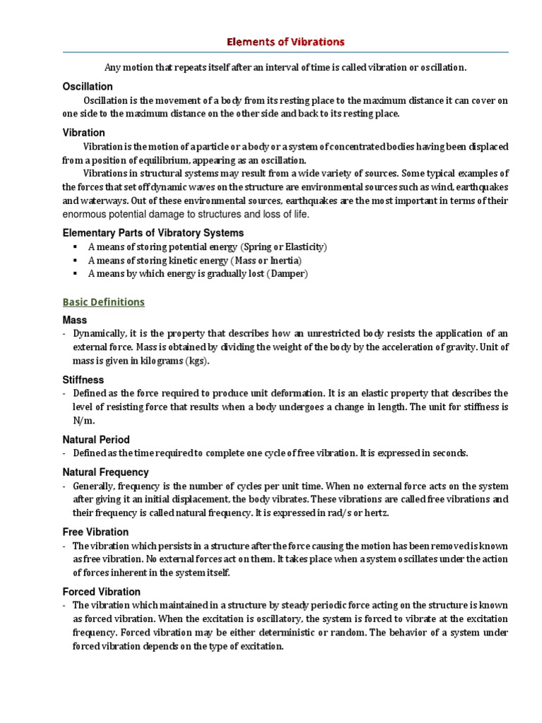 Elements of Vibrations | PDF | Resonance | Frequency