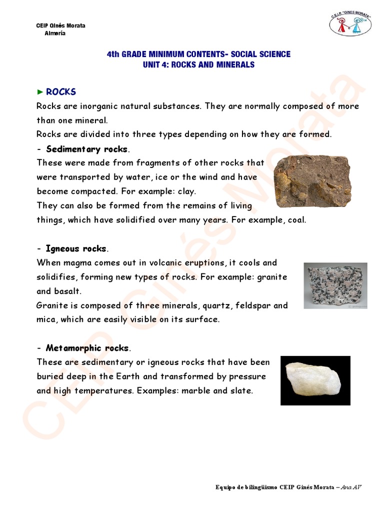 4th Grade Guide to Rocks and Minerals | PDF | Rock (Geology) | Minerals