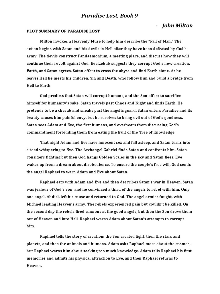 PARADISE LOST Book 9 | PDF | Adam And Eve | Paradise Lost