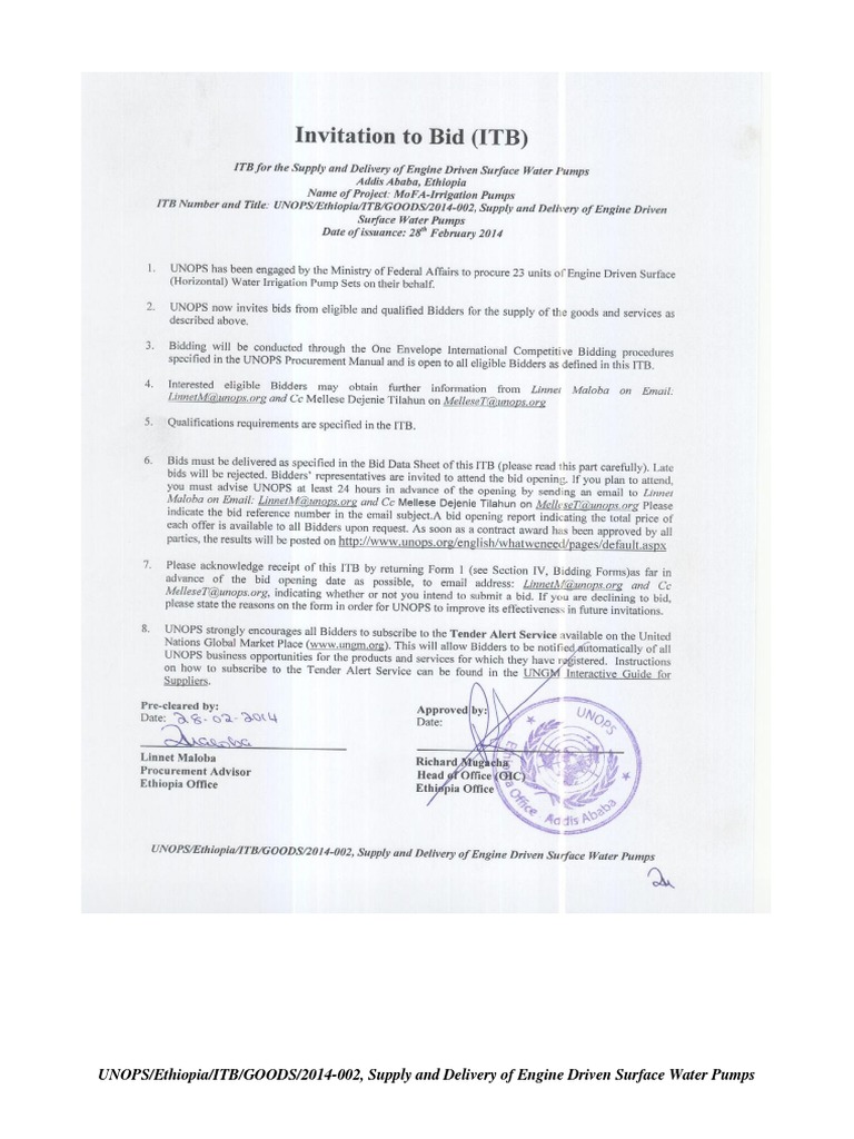 ITB-Ivitation To Bid For Supply and Delivery of Irrigation Pumps | PDF ...