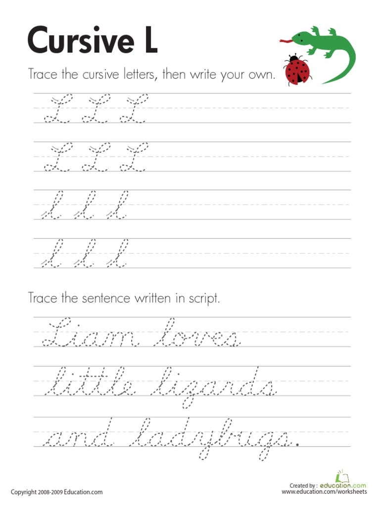Practice Cursive Writing Letter LL | PDF