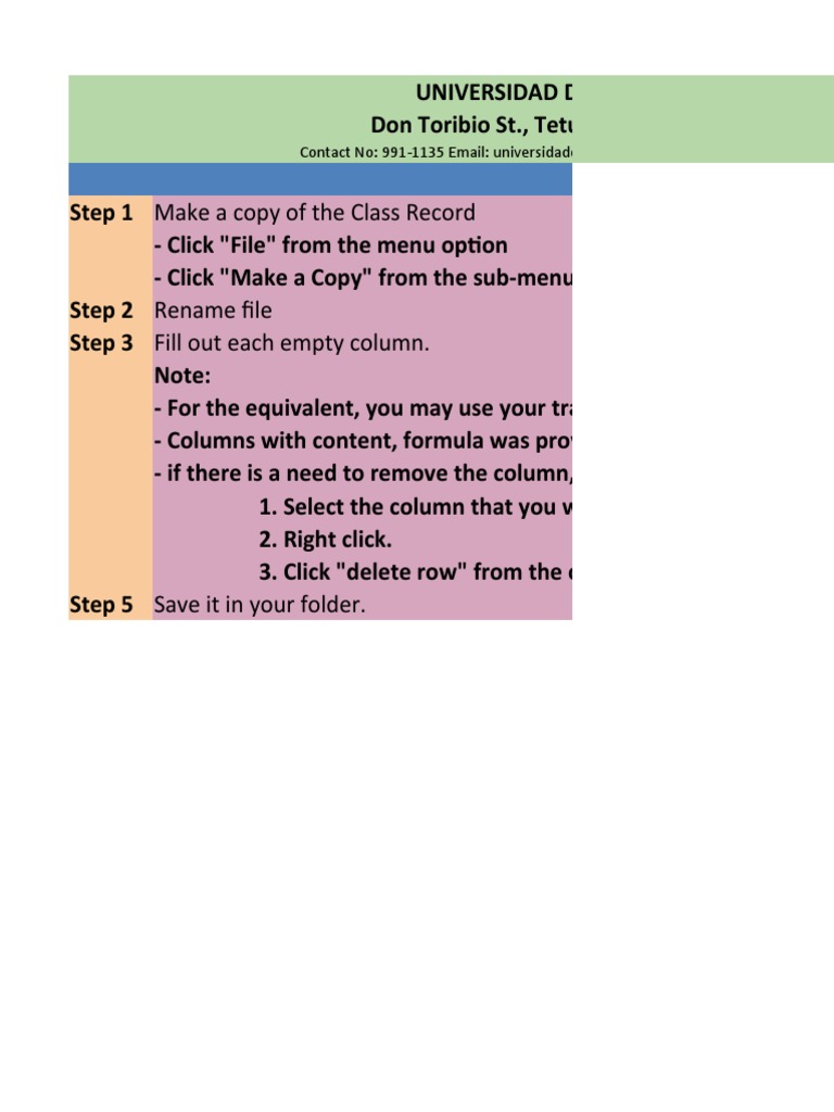 Class Record Sample Template | PDF | Computing | Software
