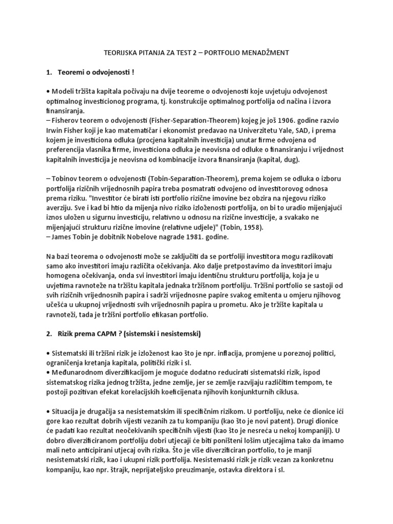 Teorijska Pitanja Za Test 2 | PDF
