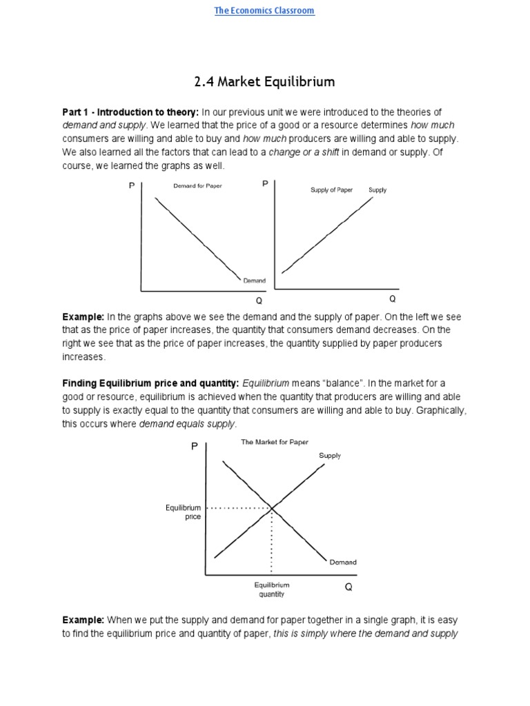 2 4 Market Equilibrium Exercise | PDF | Supply And Demand | Supply ...