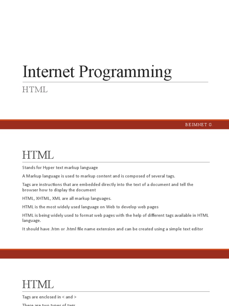 Internet Programming (HTML) | PDF | Html Element | Html