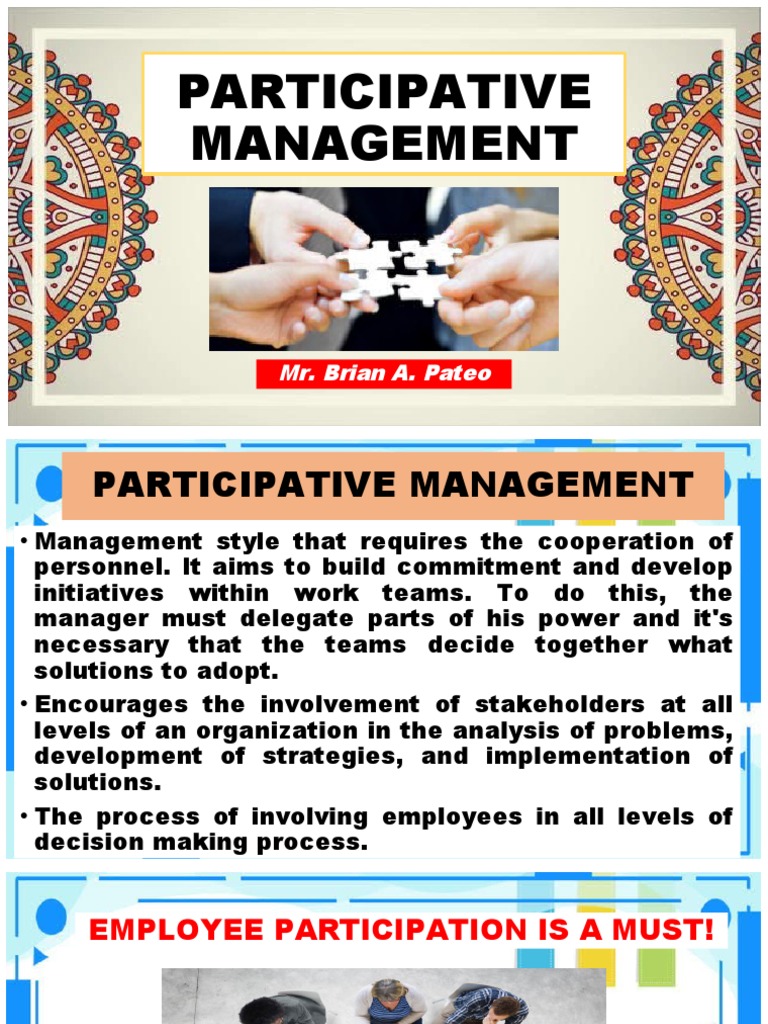 Participative Management | PDF | Decision Making | Employment