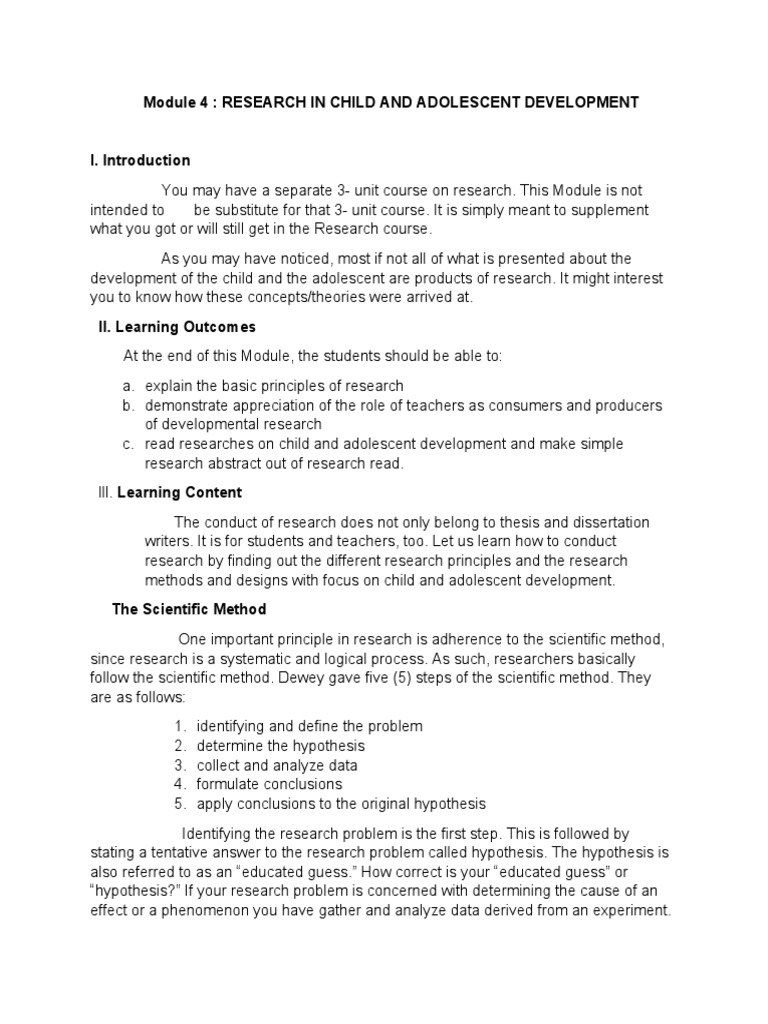 Research Methods in Adolescent Development | PDF | Experiment | Hypothesis
