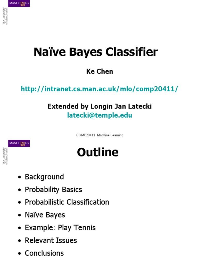Naïve Bayes Classifier: Ke Chen | PDF | Statistical Classification | Machine Learning