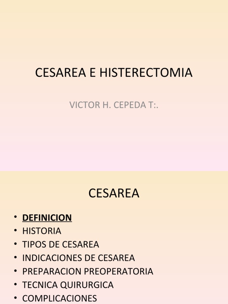 Cesarea e Histerectomia | PDF | Parto | Seccion de cesárea