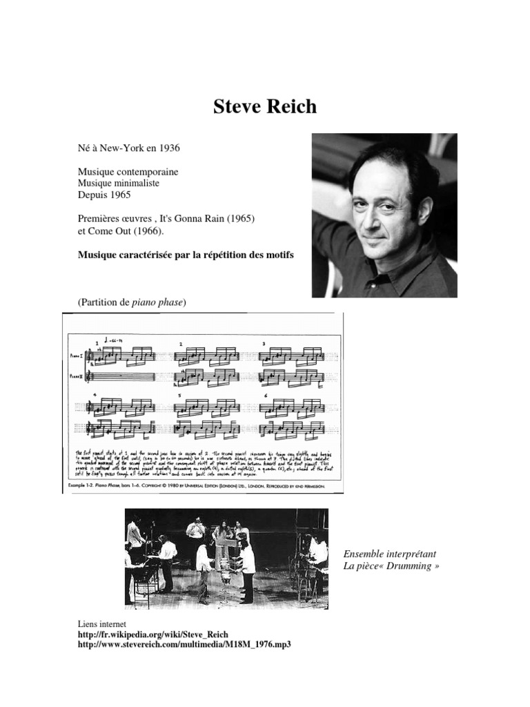 Biographie de Steve Reich et ses œuvres | PDF | Mode de vie