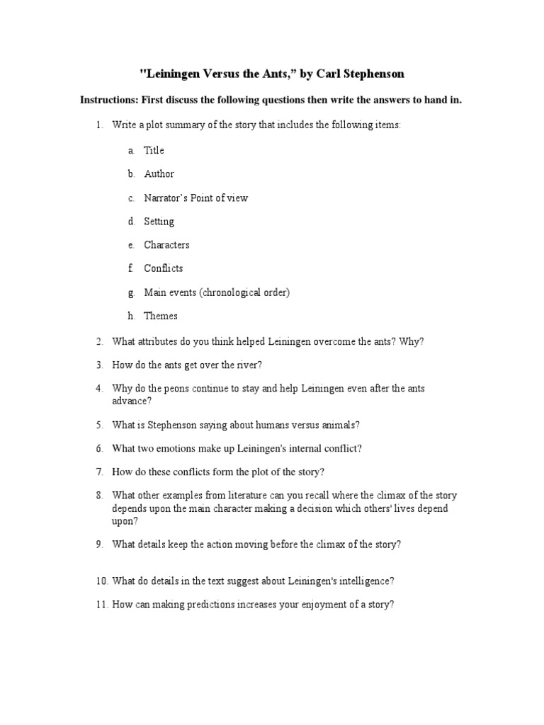 Leiningen Versus The Ants Assignment | PDF