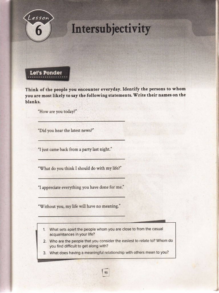 Reference 06 IPHP DepEd - Intersubjectivity | PDF | Empathy | Conversation