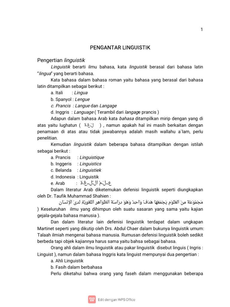 Pengantar Ilmu Linguistik | PDF