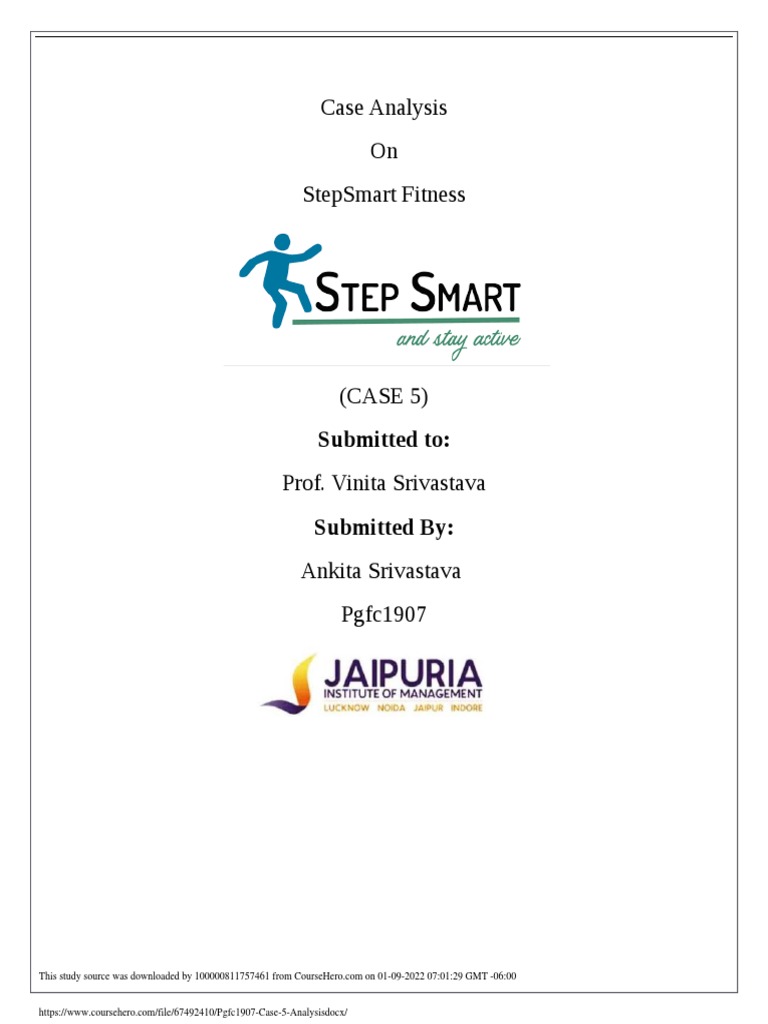 Case Analysis On Stepsmart Fitness: Submitted To | PDF | Sales | Employment