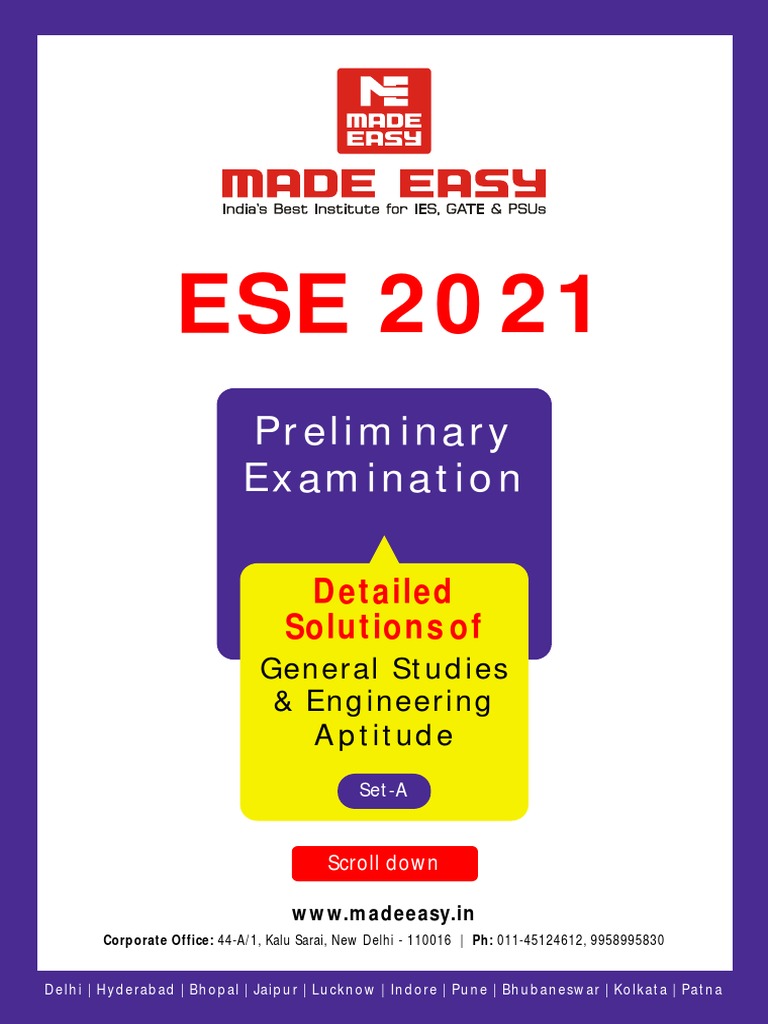 ESE 2021 Preliminary Exam Detailed Solutions | PDF | Engineering | Science