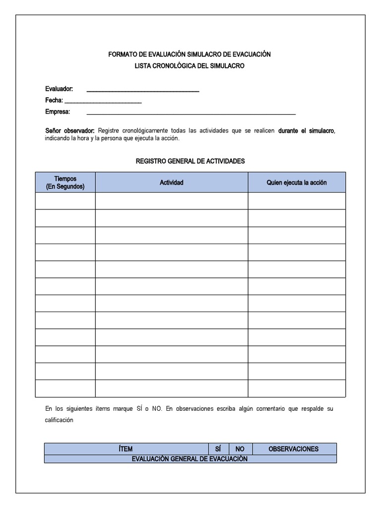 Formato de Evaluacion de Simulacros | PDF Formato de Evaluacion de Simulacros | PDF