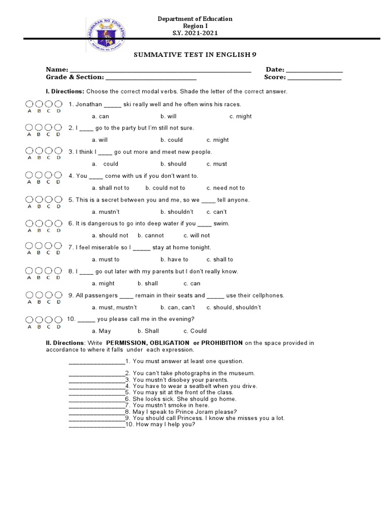 Summative Test in English 9 Name: - Date: - Grade & Section | PDF