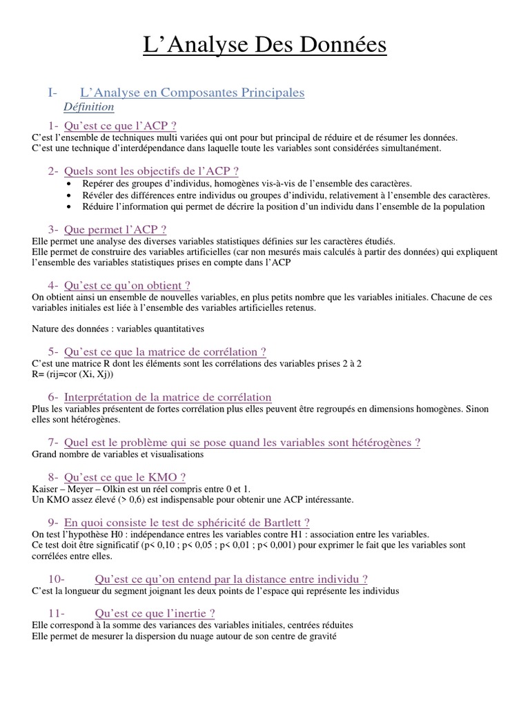 Acp Et Afc Quest Rep | PDF | Analyse en composantes principales ...