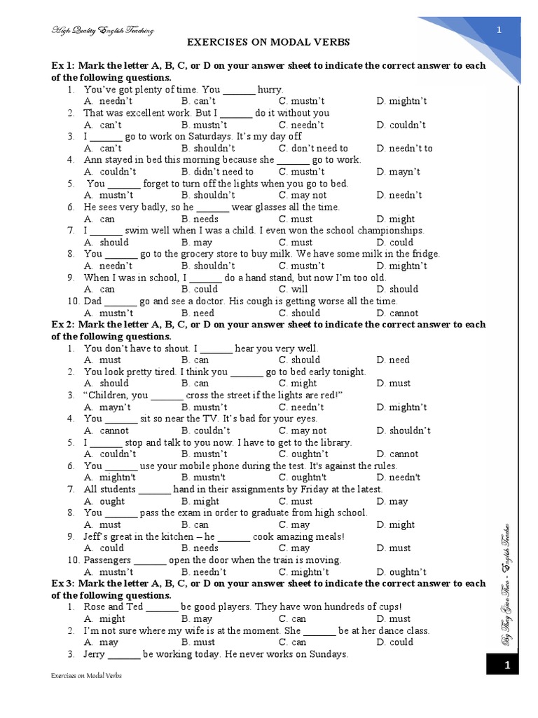 10a5-Modal Verbs | PDF | English Language
