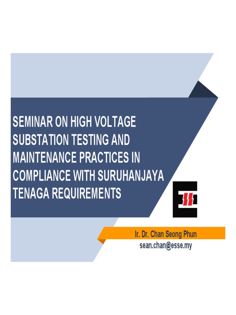 HV Substation Testing Maintenance Practise IEM Seminar 18th November ...
