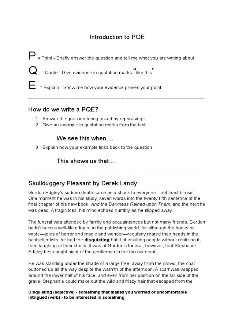 Understanding PQE Writing Method | PDF