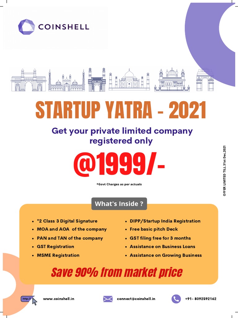 Startup Yatra - 2021: An overview of Coinshell's offer for private limited company registration ...