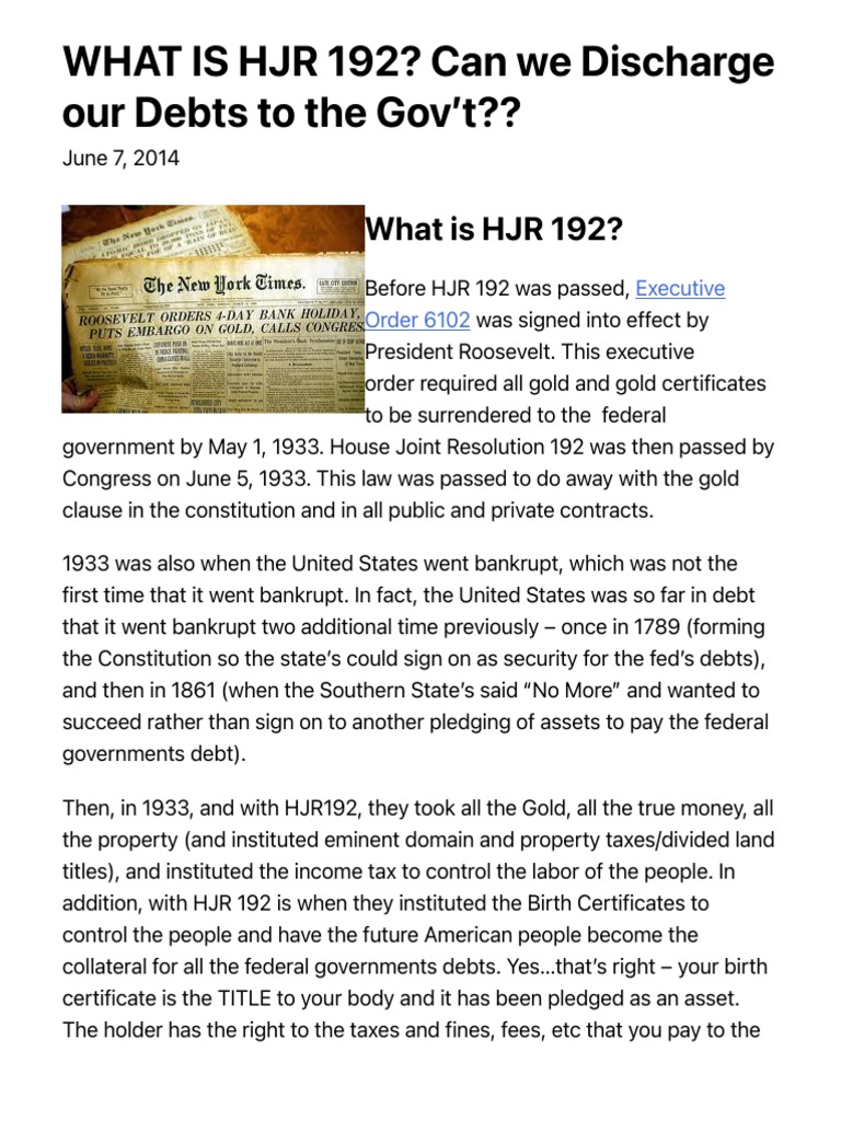 What Is HJR 192 | PDF | Bankruptcy | Debt