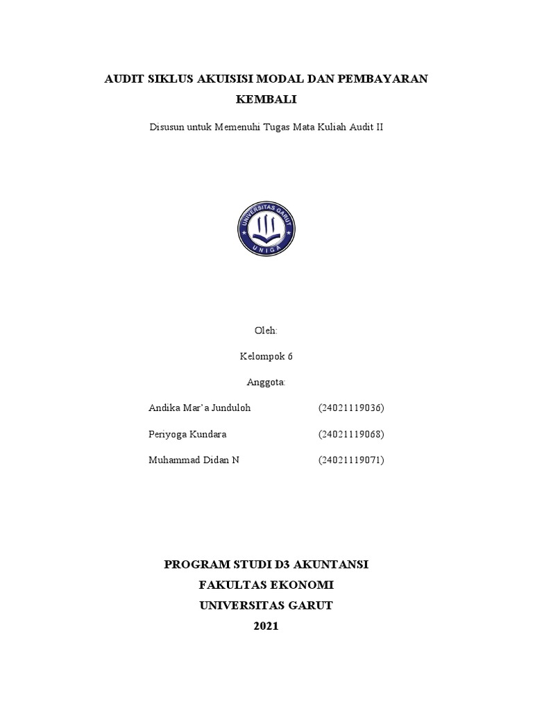 Audit Siklus Akuisisi Modal | PDF | Bisnis | Pengelolaan Keuangan & Uang