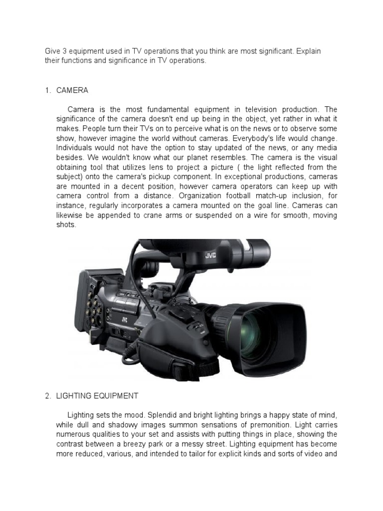 Key TV Production Equipment Explained | PDF