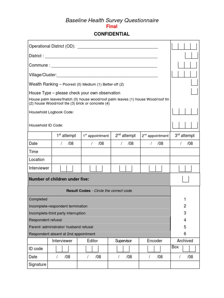 Baseline Household Survey | PDF | Loans | Health Care