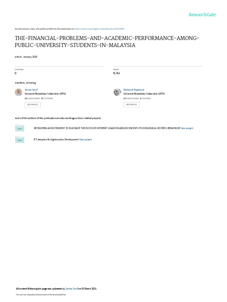 The Financial Problems and Academic Performance Among Public University ...