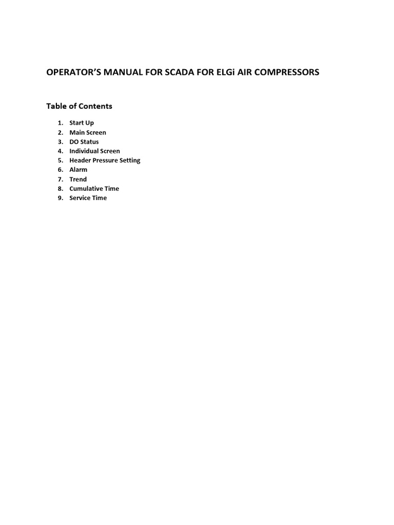 Operator'S Manual For Scada For Elgi Air Compressors | PDF
