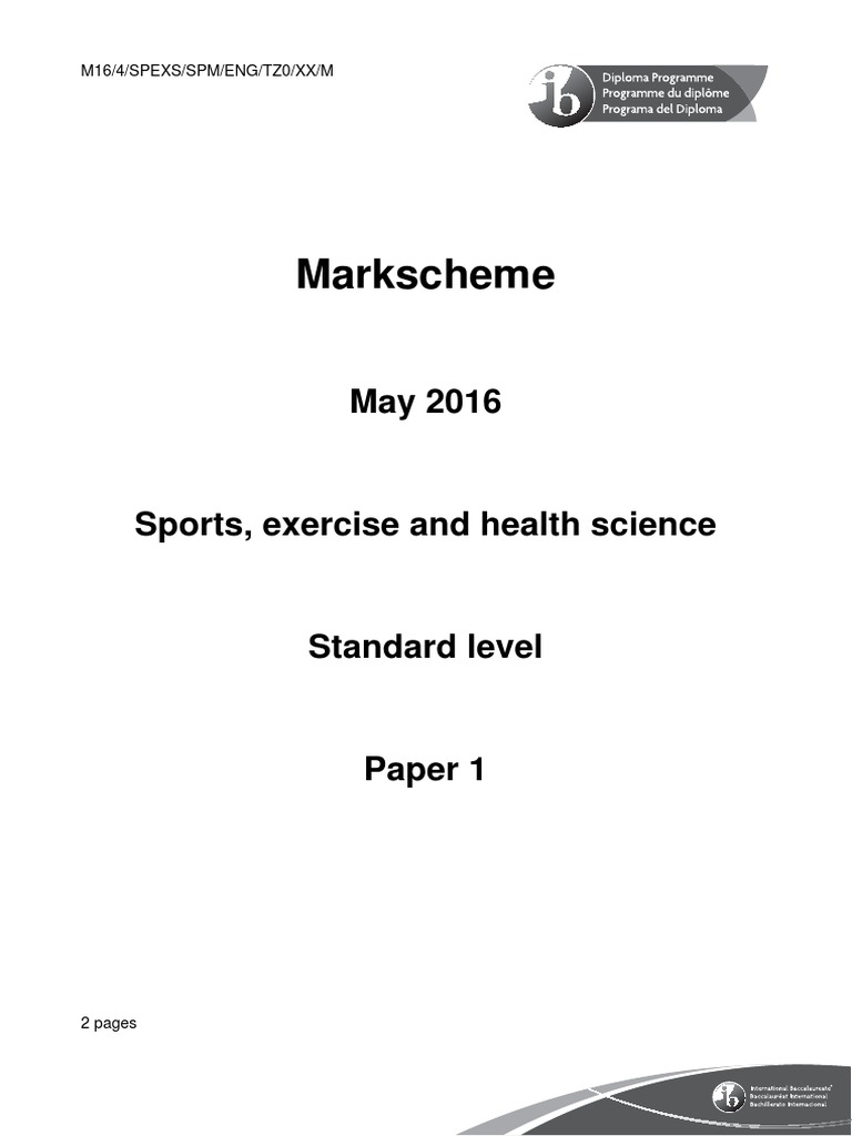 Sports Exercise and Health Science Paper 1 SL Markscheme-13 | PDF