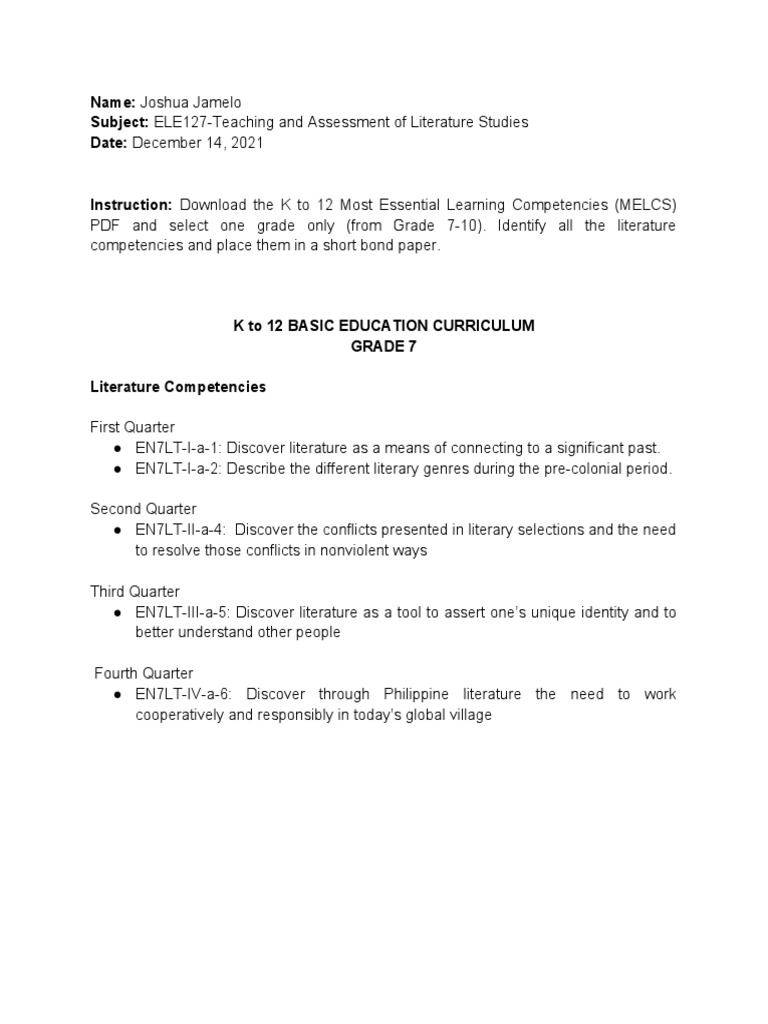 K To 12 BASIC EDUCATION CURRICULUM | PDF