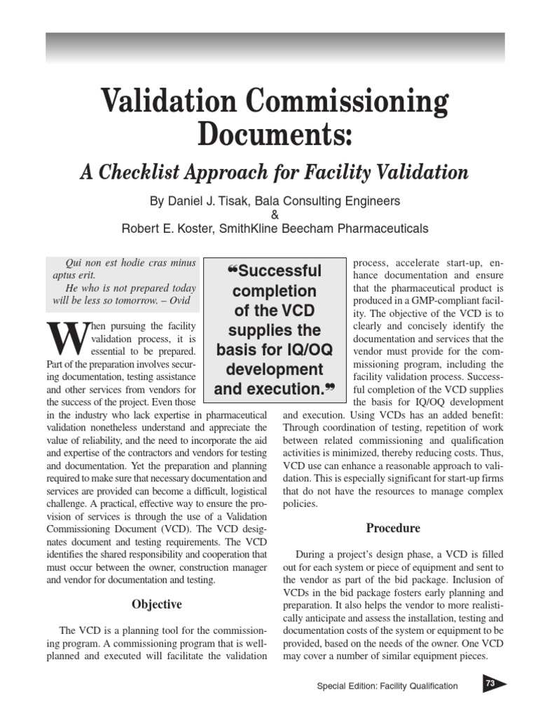 Validation Commissioning Documents | PDF | Verification And Validation | Specification ...