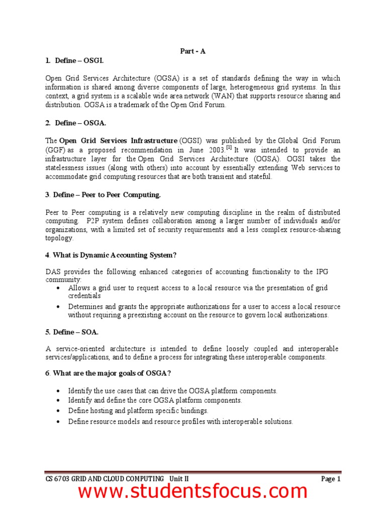 GCC Unit 2 Questions | PDF | Soap | Grid Computing