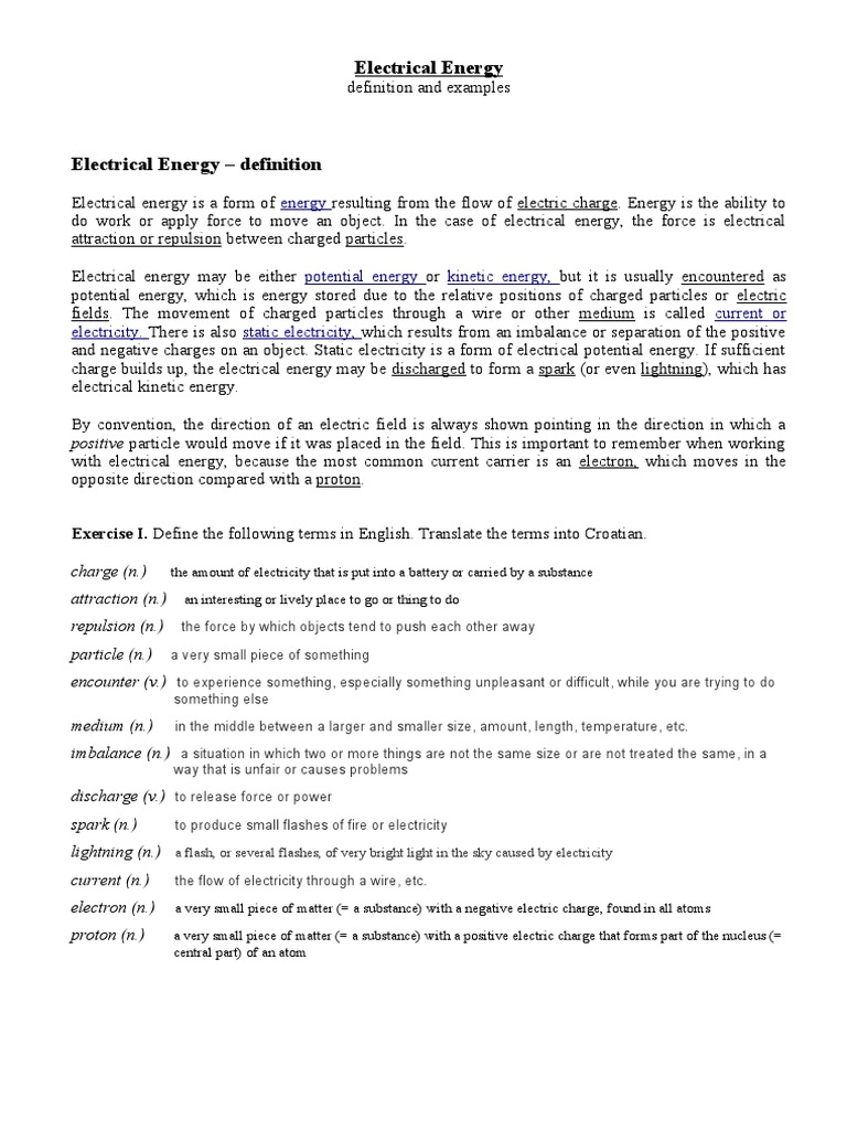 Electrical Energy | PDF | Electricity | Electric Charge
