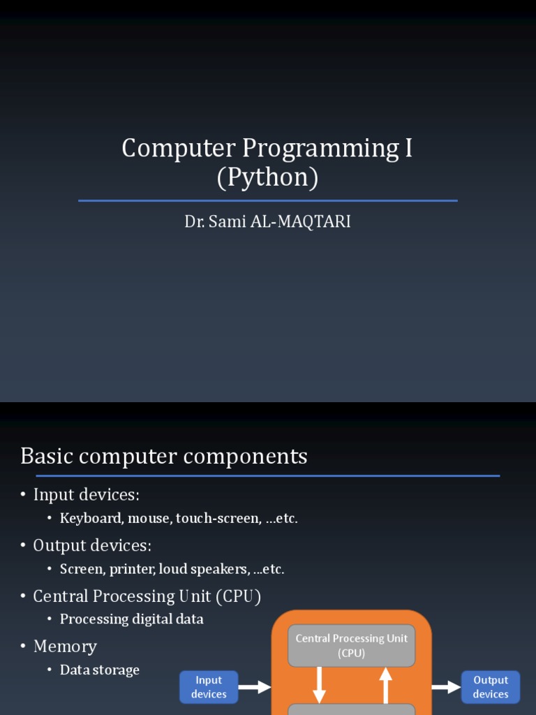 Computer Programming I (Python) : Dr. Sami Al-Maqtari | Download Free PDF | Variable (Computer ...