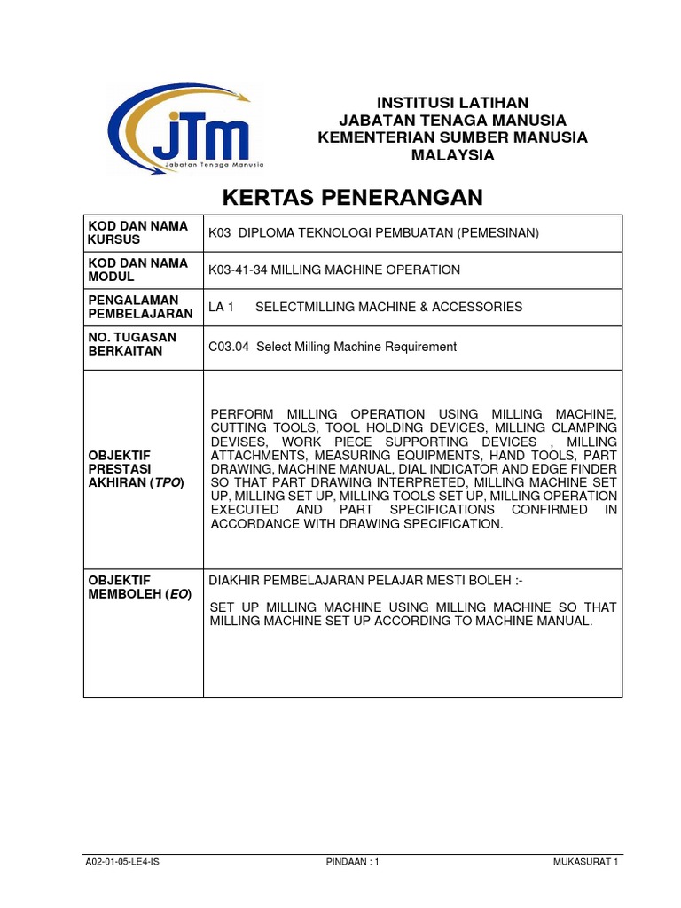 Pengenalan dan Operasi Mesin Kisar | PDF