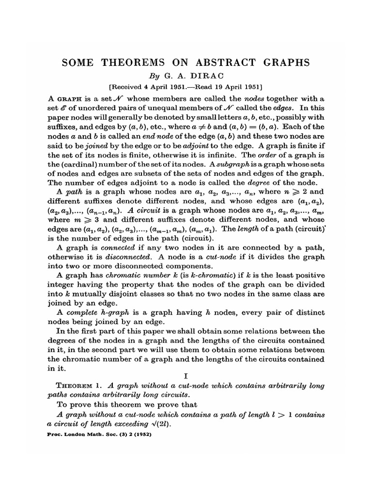 Some Theorems On Abstract Graphs | PDF | Vertex (Graph Theory) | Graph Theory