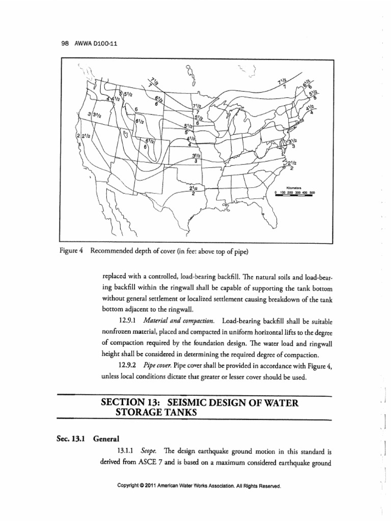 AWWA D100-11 - Section 13 - Seismic Design | PDF