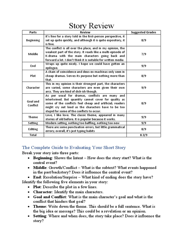 Story Review: The Complete Guide To Evaluating Your Short Story | PDF ...