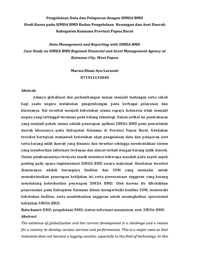 Data Management and Reporting With SIMDA BMD Case Study On SIMDA BMD Regional Financial and ...