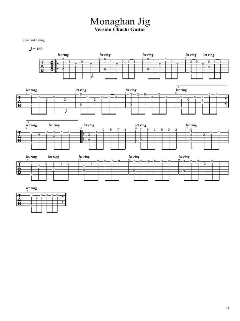Monaghan Jig: Versión Chachi Guitar | PDF | Music Technology | Guitar ...
