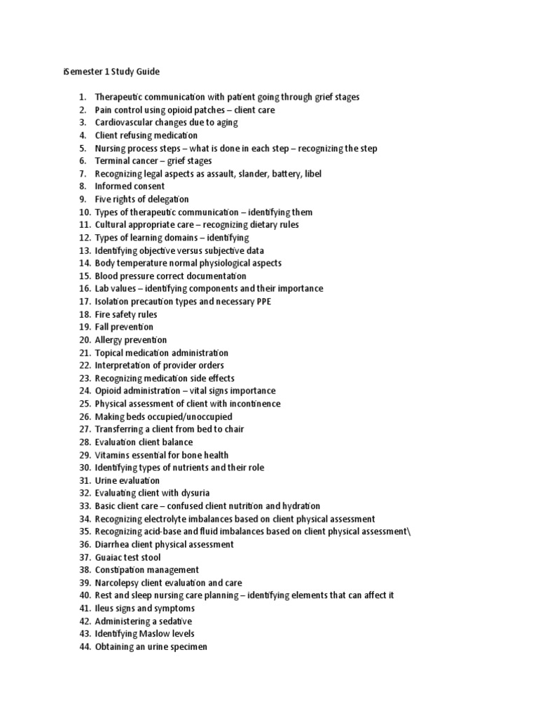 Semester 1 Study Guide | PDF