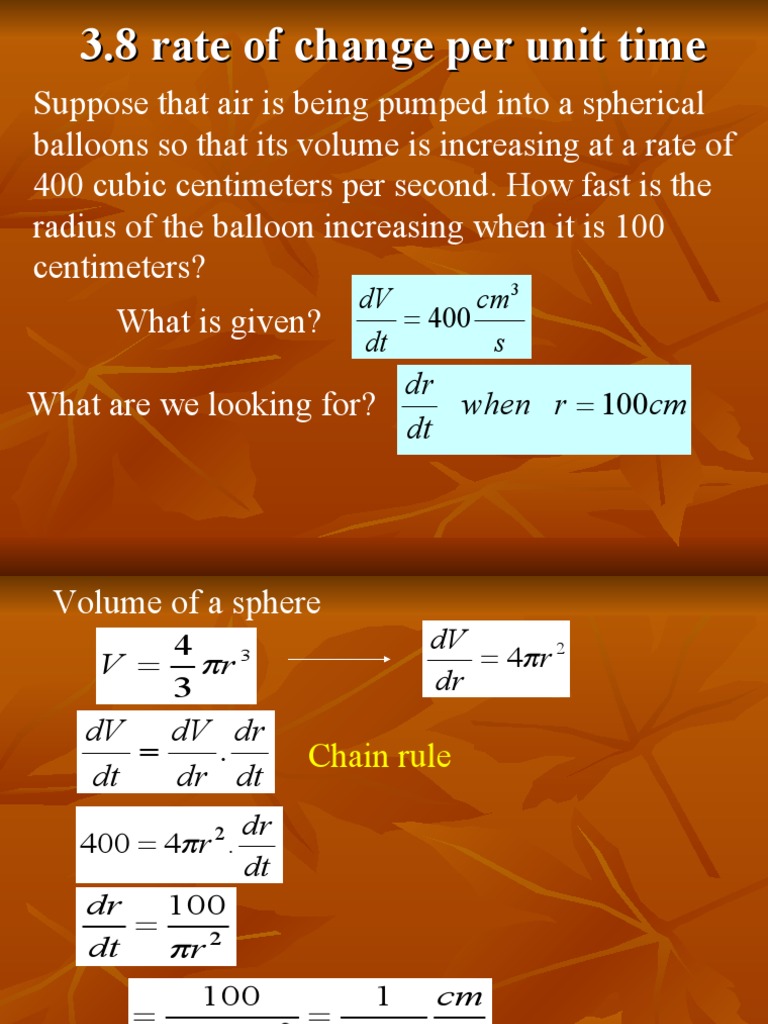 3.9 - Rates of Change Per Unit Time | PDF | Derivative | Volume