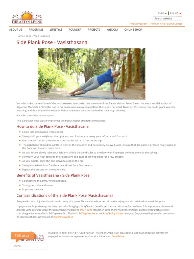 Vasisthasana - Side Plank Pose | PDF | Asana | Hindu Behaviour And ...