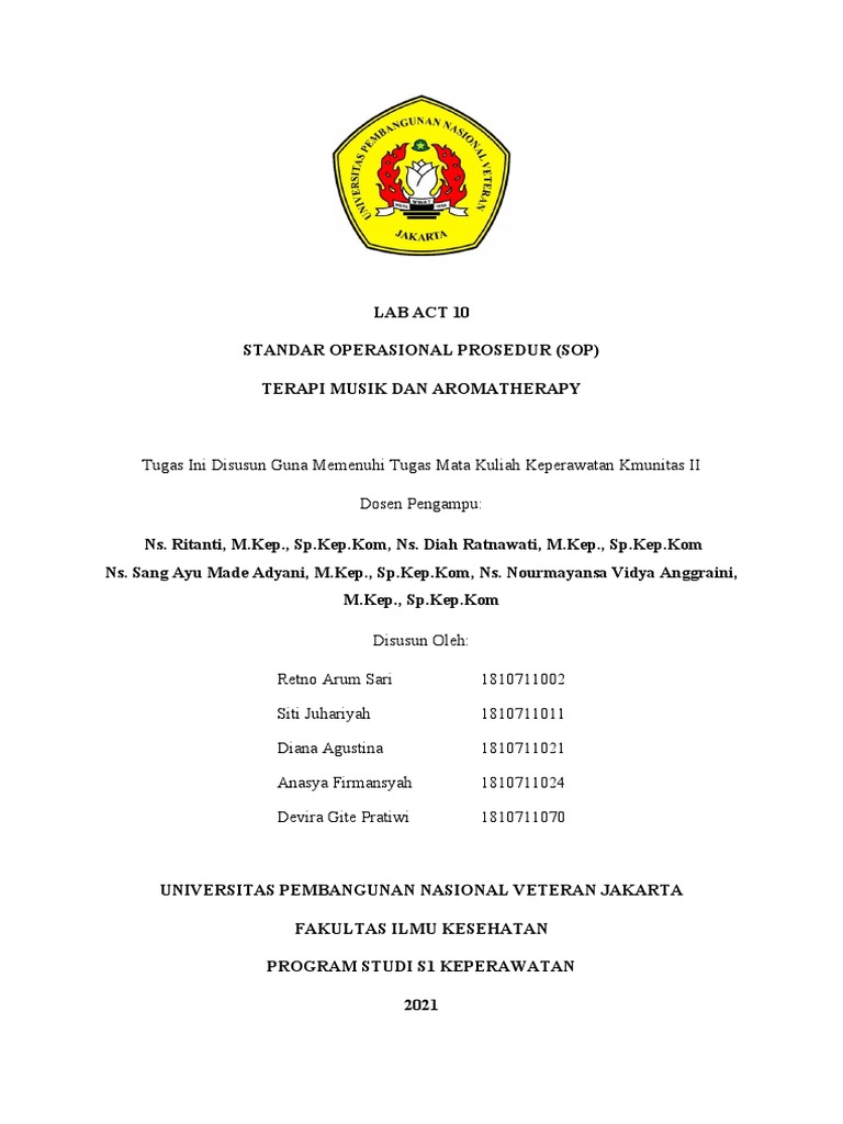 SOP Terapi Musik dan Aromaterapi | PDF | Kesehatan Holistik